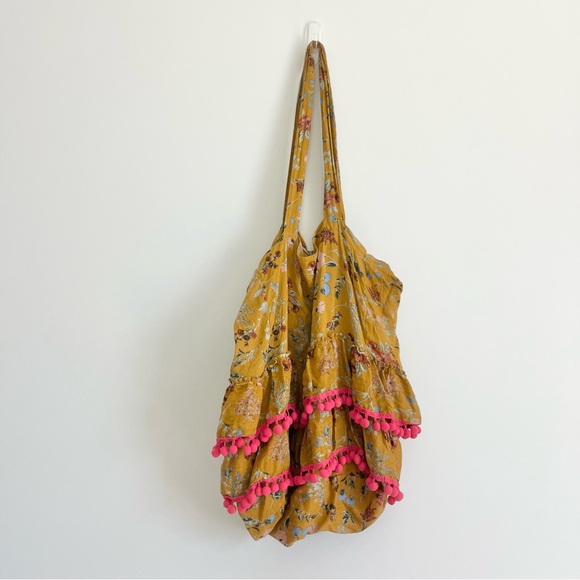NATURAL LIFE | Bags | Natural Life Ruffle Tote Bag Floral Mustard ...